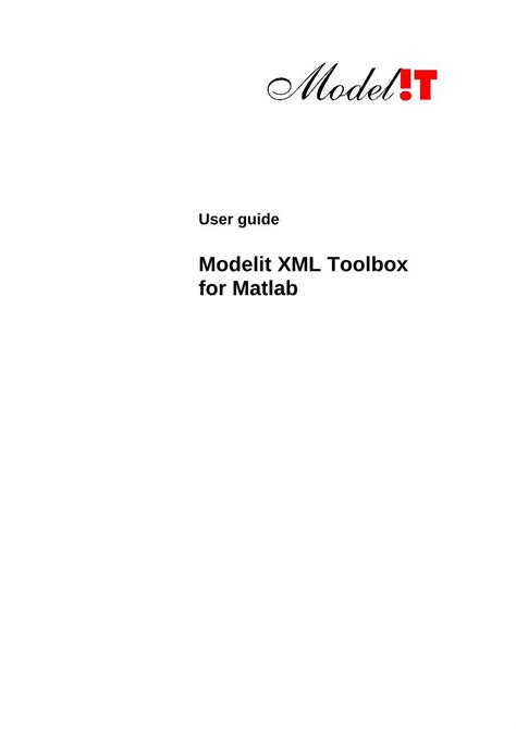 Pdf Modelit Xml Toolbox Contents 1 Introduction 1 11 Matlab And Xml