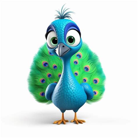 Premium Ai Image A Close Up Of A Cartoon Peacock With A Very Big Eyes