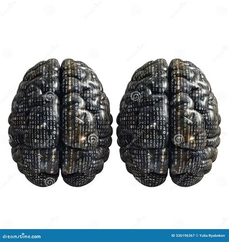 Two Digital Brains Showing Artificial Intelligence Concept Stock