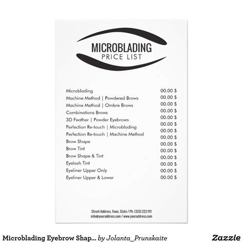 Microblading Eyebrow Shape Tattoo Price List Flyer Microblading