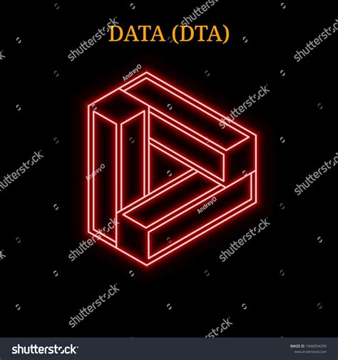 Red Neon Data Dta Cryptocurrency Symbol Stock Vector Royalty Free
