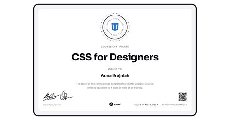 Certificate Of Completion For Css Foundations Uxcel