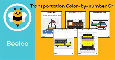 Transportation Themed Color By Number Grids Beeloo Printables