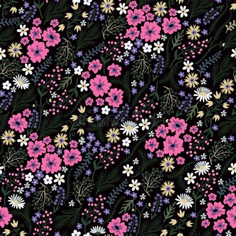 Seamless Floral Pattern With Cute Small Ditsy Flowers Vector