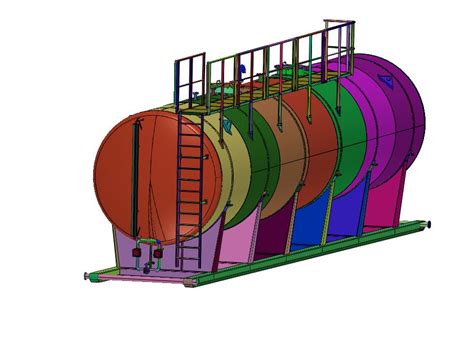 大型卧式不锈钢液体油储罐step 模型图纸下载 懒石网