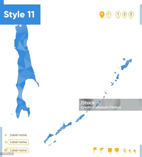 Région De Sakhaline Russie Carte Bleue Low Poly Carte Polygonale Plan