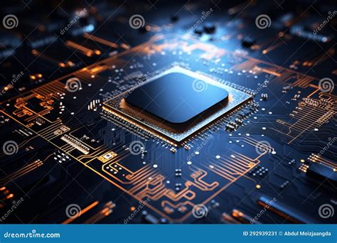 High Tech Digital Processor Integrated Into A Futuristic Circuit Board