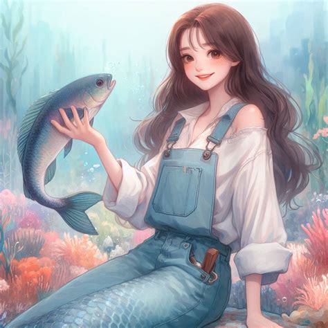 Mermaid Wearing Overalls 8 By Josephs Arts Ai On Deviantart