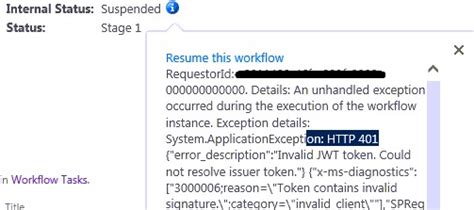 Sharepoint Internals Sharepoint 2013 Workflow Suspenso 401 Invalid Jwt Token