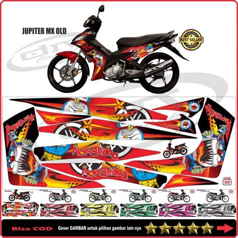 Striping Jupiter Mx Old Lama Variasi Doraemon Grafis Motip Sticker