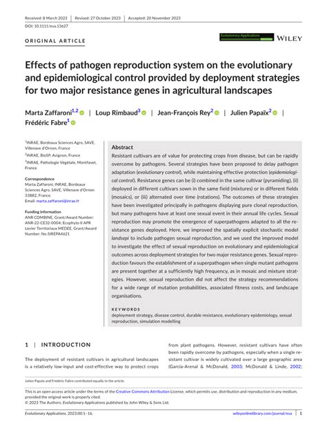 Pdf Effects Of Pathogen Reproduction System On The Evolutionary And