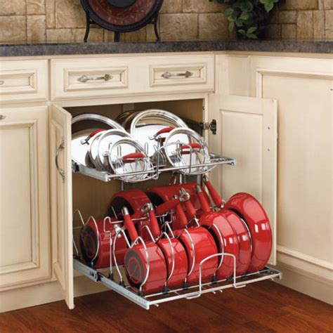 Rev A Shelf Tier Kitchen Cabinet Pull Out Cabinet Organizer For Pots Pans And Lid