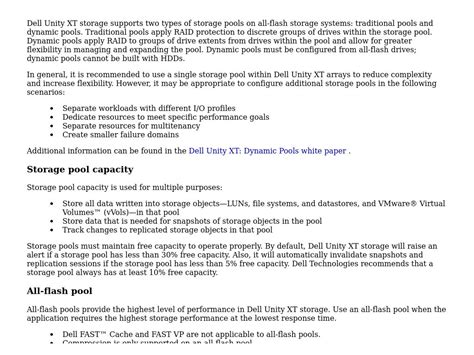 Storage Pools Dell Unity Xt Microsoft Sql Server Best Practices