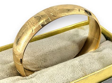 Lot 14k Etched Bangle Bracelet