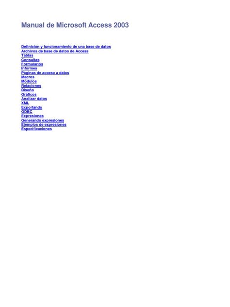 manual de microsoft access 2003 descargar gratis pdf sql tabla