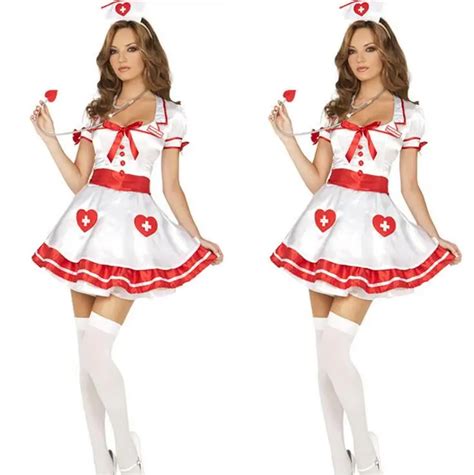 Nurse Costumes Deguisement Helloween Uniform Temptation Cute White Nurse Sexual Fluffy Dresshat