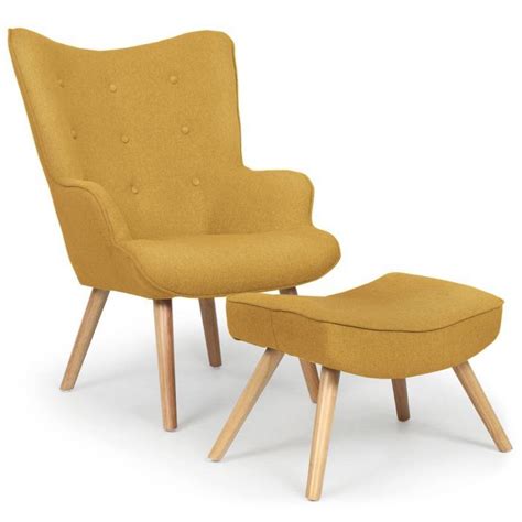 Fauteuil Scandinave Pouf Lylou Tissu Jaune Artofit