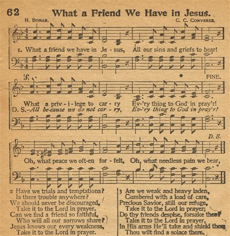 Sonday What A Friend We Have In Jesus Antique Hymn Page Printable