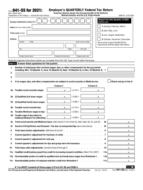 Irs Form 941 Fillable Pdf Printable Forms Free Online