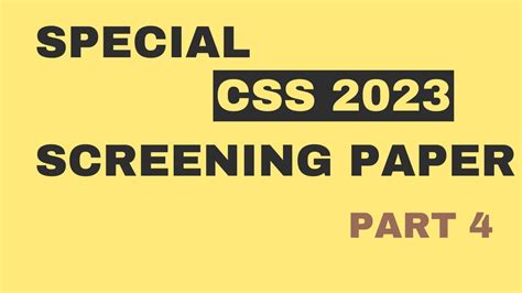 Css 2023 Screening Paper Part 4 Css 2023 Mpt Paper Batch 2 Css 2023
