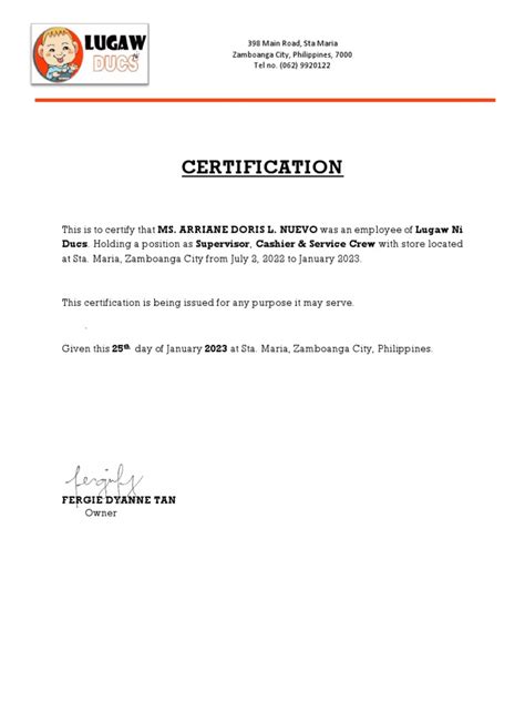 Coe Sample Pdf