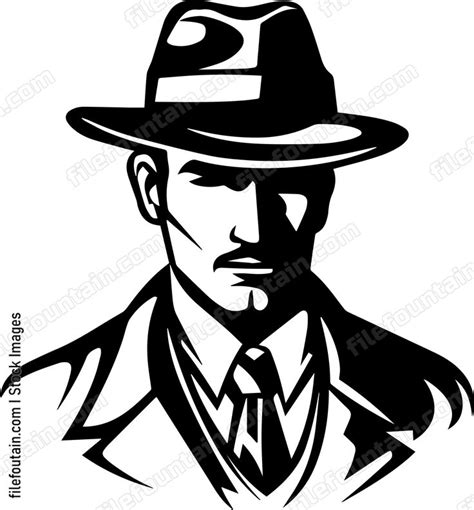 Vintage Mascot Of A Prohibition Era Man In Fedora Hat Logo Vector
