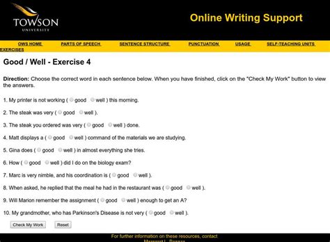 towson university ows good well exercise 4 unknown type for 9th