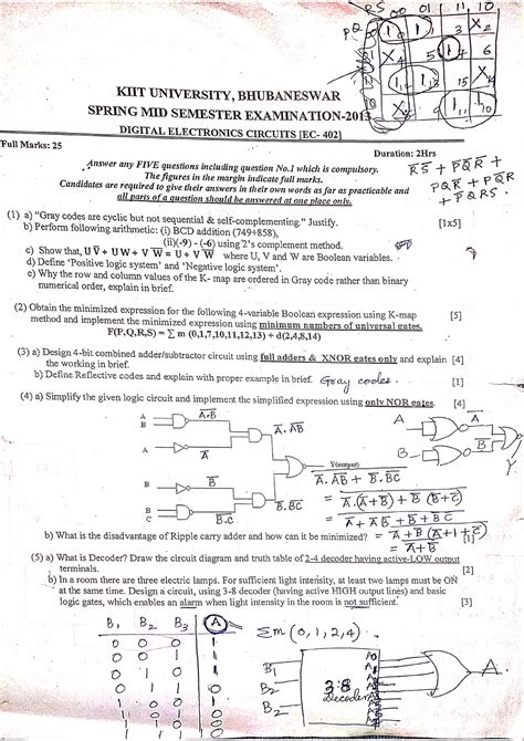 Dec Previous Mid Question Paper With Solution Digital Electronics