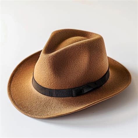 Premium Photo Stylish Hat Beige Color With Brown Band Around