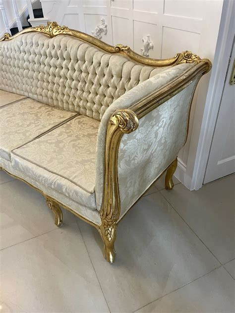 Quality Antique Victorian Large Carved French Gilded Settee