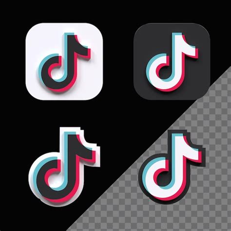 Conjunto moderno de ícones tiktok 3d isolado na vista frontal PSD Premium