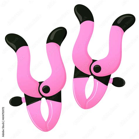 Cute Pink Nipple Clamp Accessories For BDSM Flat Cartoon Style Isolated On A White Background