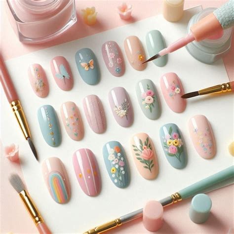 Elegant Geometric Nail Art Design Premium Ai Generated Image