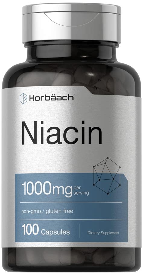 Niacin Vitamin B3 1000mg Capsules With Flushing Non Gmo And Gluten Free