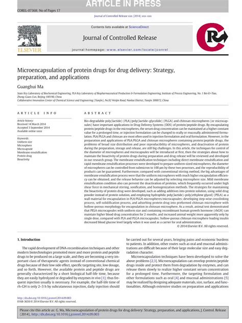 Pdf Microencapsulation Of Protein Drugs For Drug Delivery Strategy