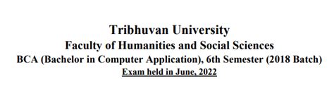 bca fourth and sixth semester exam results tribhuvan university