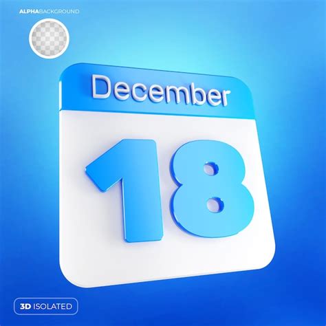 Premium PSD Calendar 18 December 3d Premium Psd
