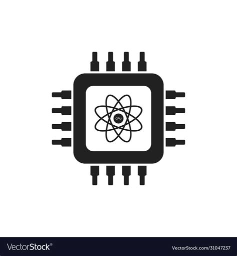Cpu Processor Template Icon Isolated On White Vector Image