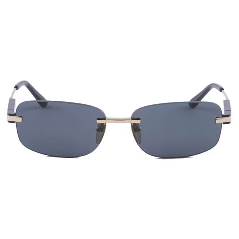 Prada Iconic Metal Plaque Rectangular Sunglasses Pale Gold