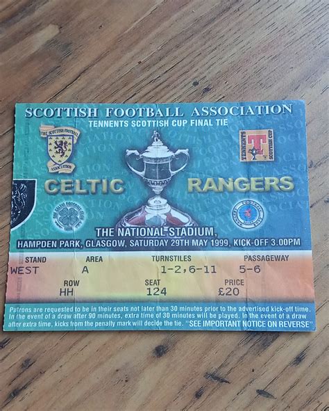 Scottish Cup Final Ticket Celtic Vs Rangers Cup Final Programmes