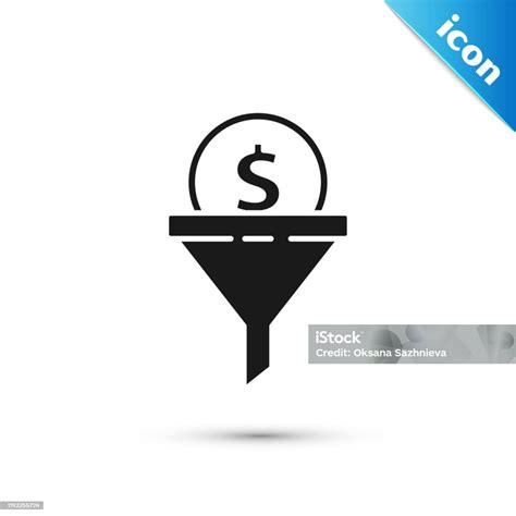 흰색 배경에 격리된 검은색 리드 관리 아이콘입니다 돈으로 깔때기 대상 클라이언트 비즈니스 개념입니다 벡터 일러스트레이션 개념에 대한 스톡 벡터 아트 및 기타 이미지 Istock