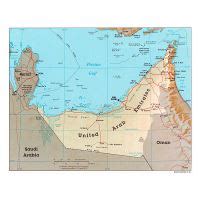 Detailed Road Map Of Uae With Relief All Cities And Other Marks Uae