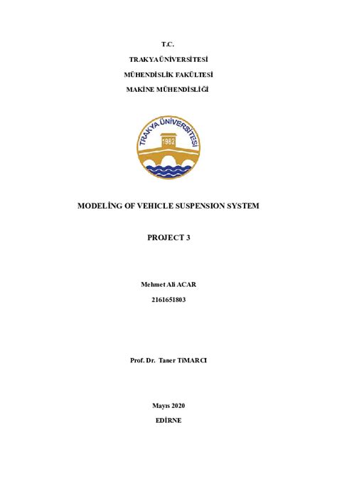 Pdf Modelİng Of Vehicle Suspension System
