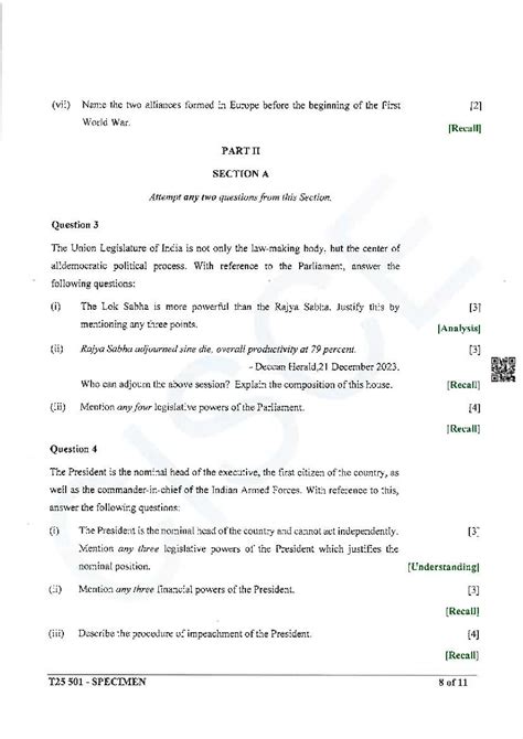 Icse Class 10 History And Civics Specimen Paper 2025 Pdf