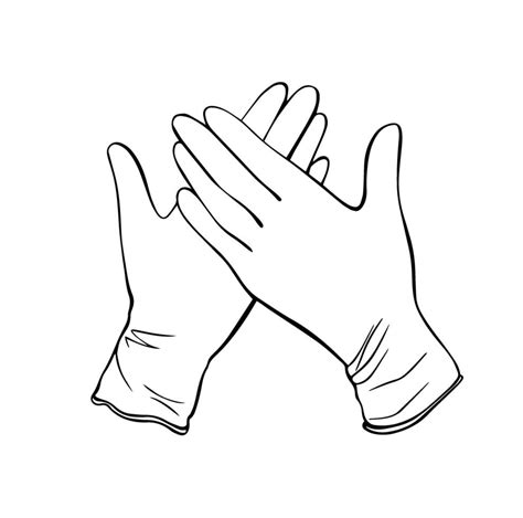 Medical Protective Gloves Isolated On A White Background Hand Drawn