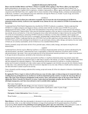 Fillable Online Liability Waiver Or Release Form What Is It Liability