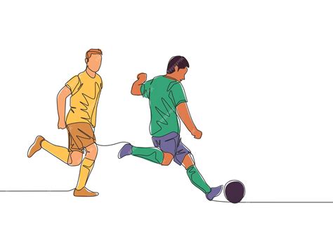 Premium Vector One Continuous Line Draw Of Young Energetic Football