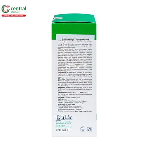 Gel bôi da Diosmin Expert Omniven Gambe làm giảm suy giãn tĩnh mạch