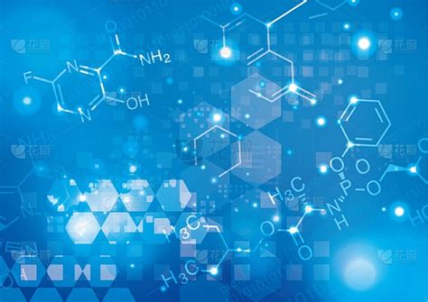 抽象的蓝色背景与化学结构式素材 花瓣网
