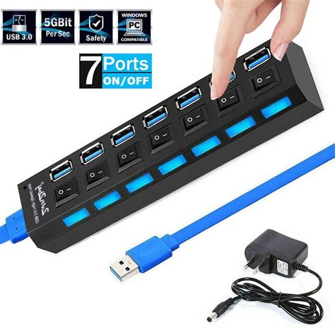 Roam Rider Multi Port Usb Splitter7 Port Usb 30 Hub Usb A Port Data